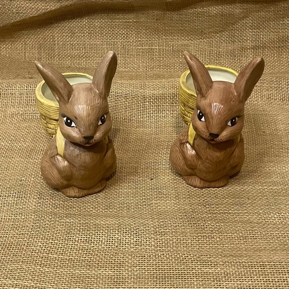 Vintage | Other | Vintage Hobbyist Rabbit With Backpack Basket Planters ...